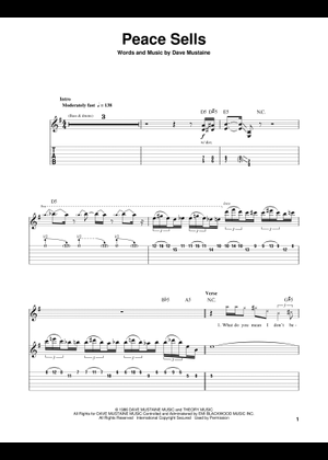 megadeth sweating bullets tab