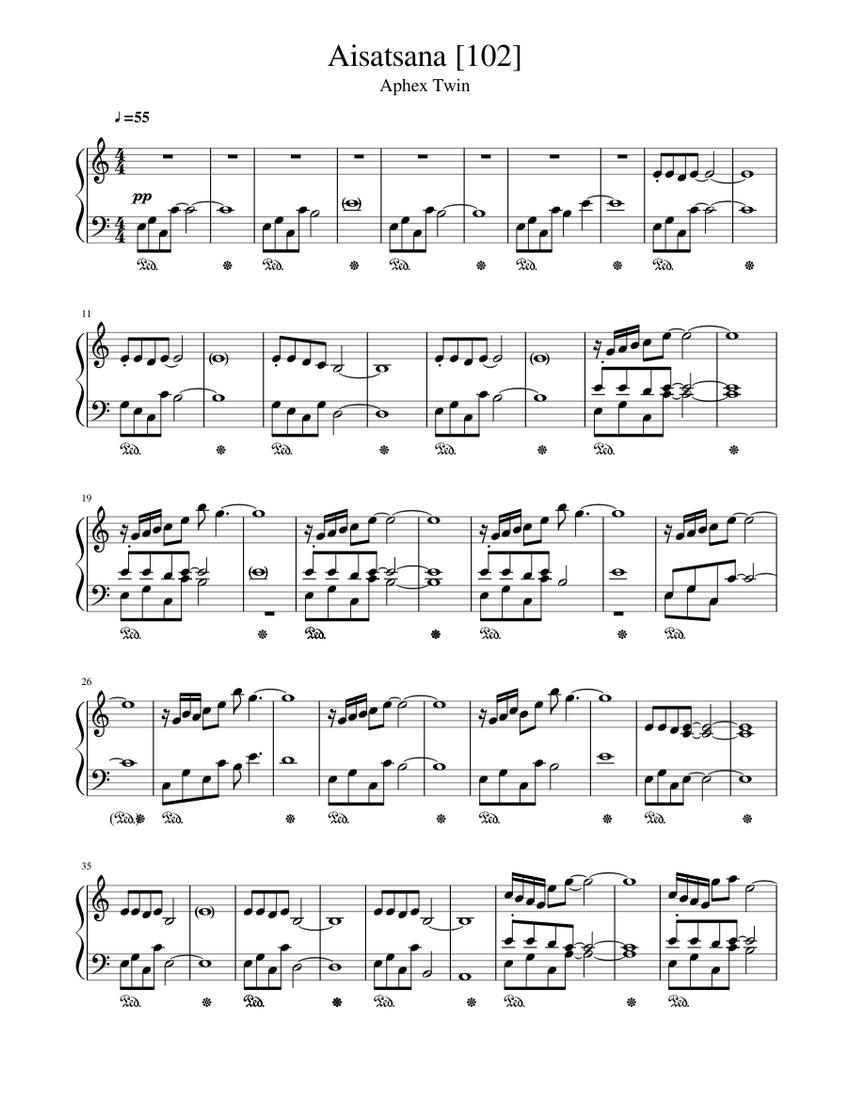 Aphex Twin - Aisatsana [102] Sheet music for Piano (Solo) | Musescore.com