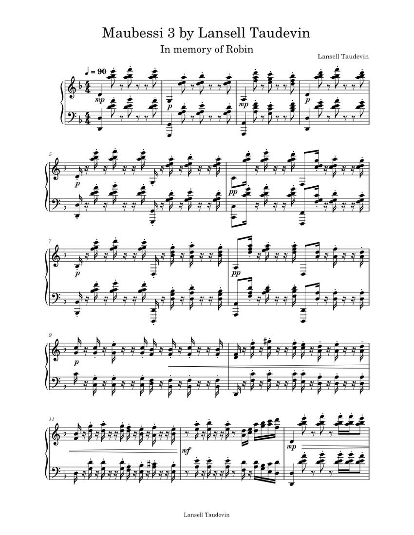 Maubessi_3_by_Lansell_Taudevin Sheet music for Piano (Solo) | Musescore.com