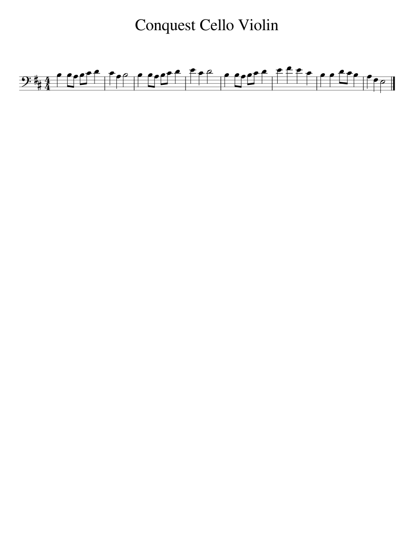 Conquest Cello Violin Sheet music for Piano (Solo) | Musescore.com