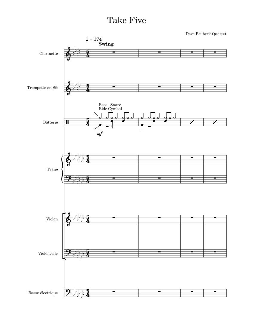 Take Five – The Dave Brubeck Quartet Sheet music for Piano, Trumpet in ...