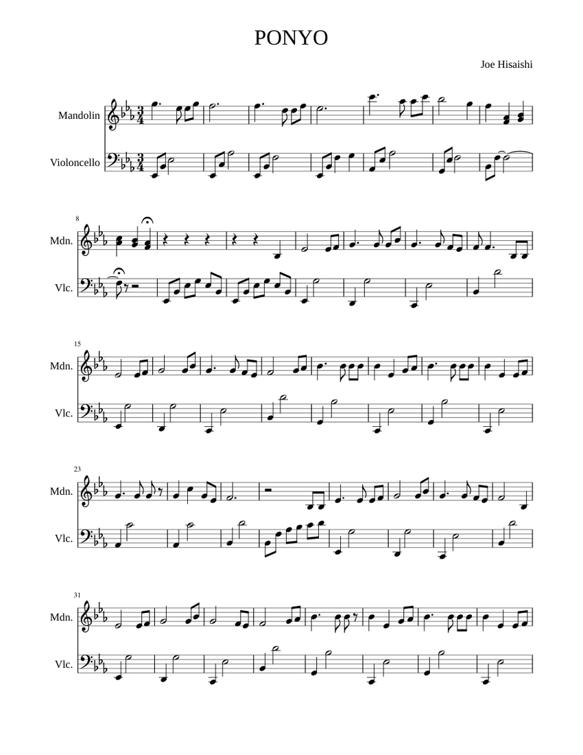 PONYO - piano tutorial