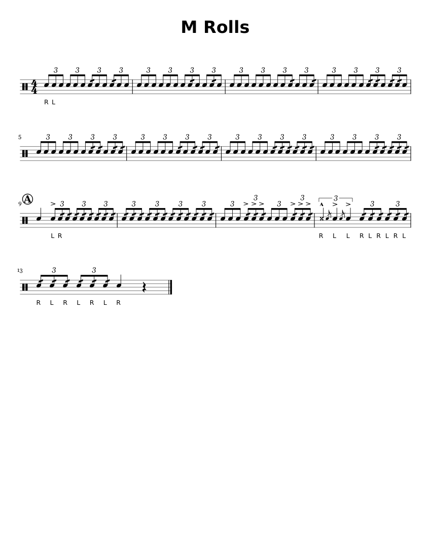 M Rolls Sheet Music for Snare drum (Solo) | MuseScore.com
