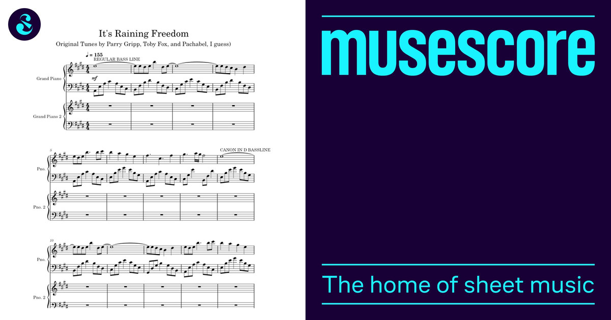 Freedom Motif x It's Raining Tacos! Sheet Music for Piano (Piano Duo ...