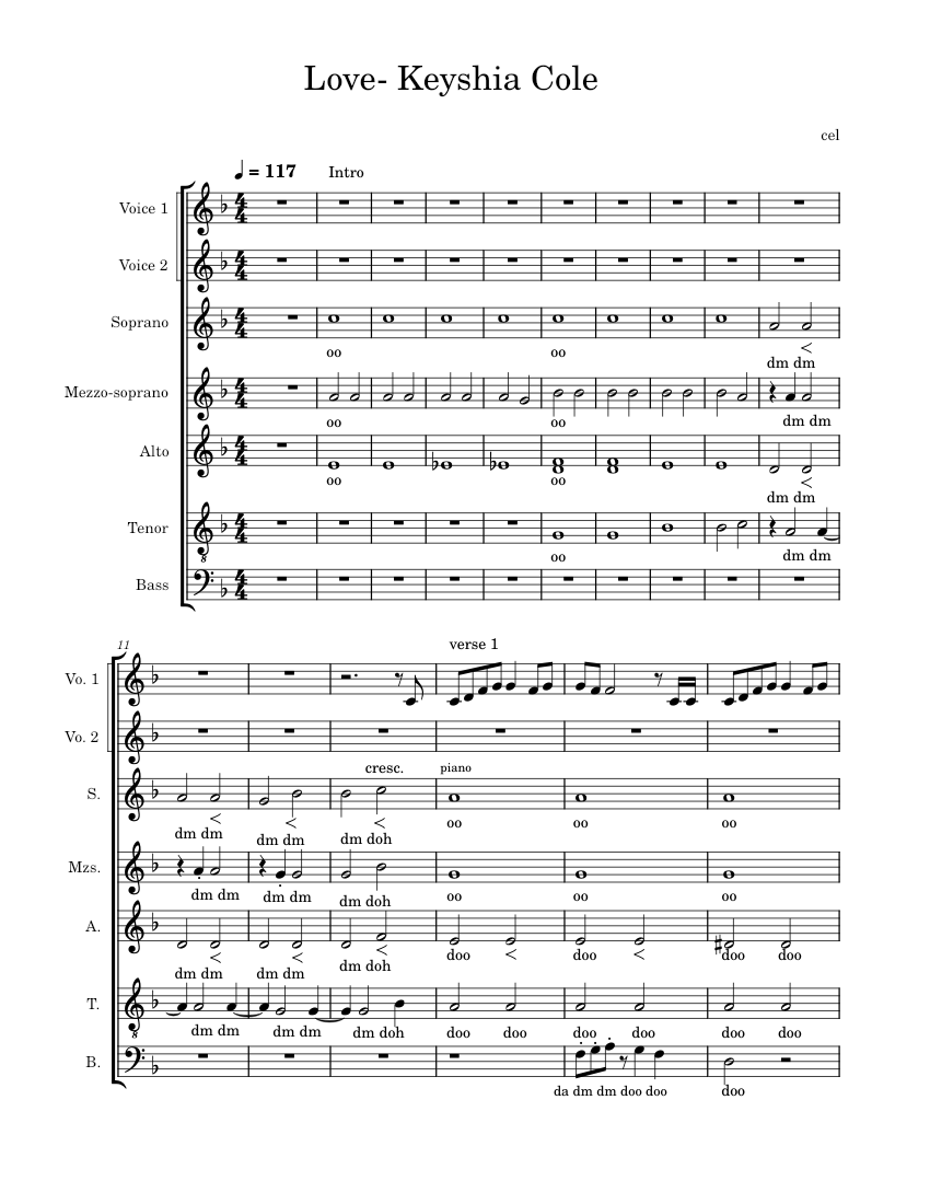Love- Keyshia Cole Sheet Music for Soprano, Alto, Tenor, Bass voice ...