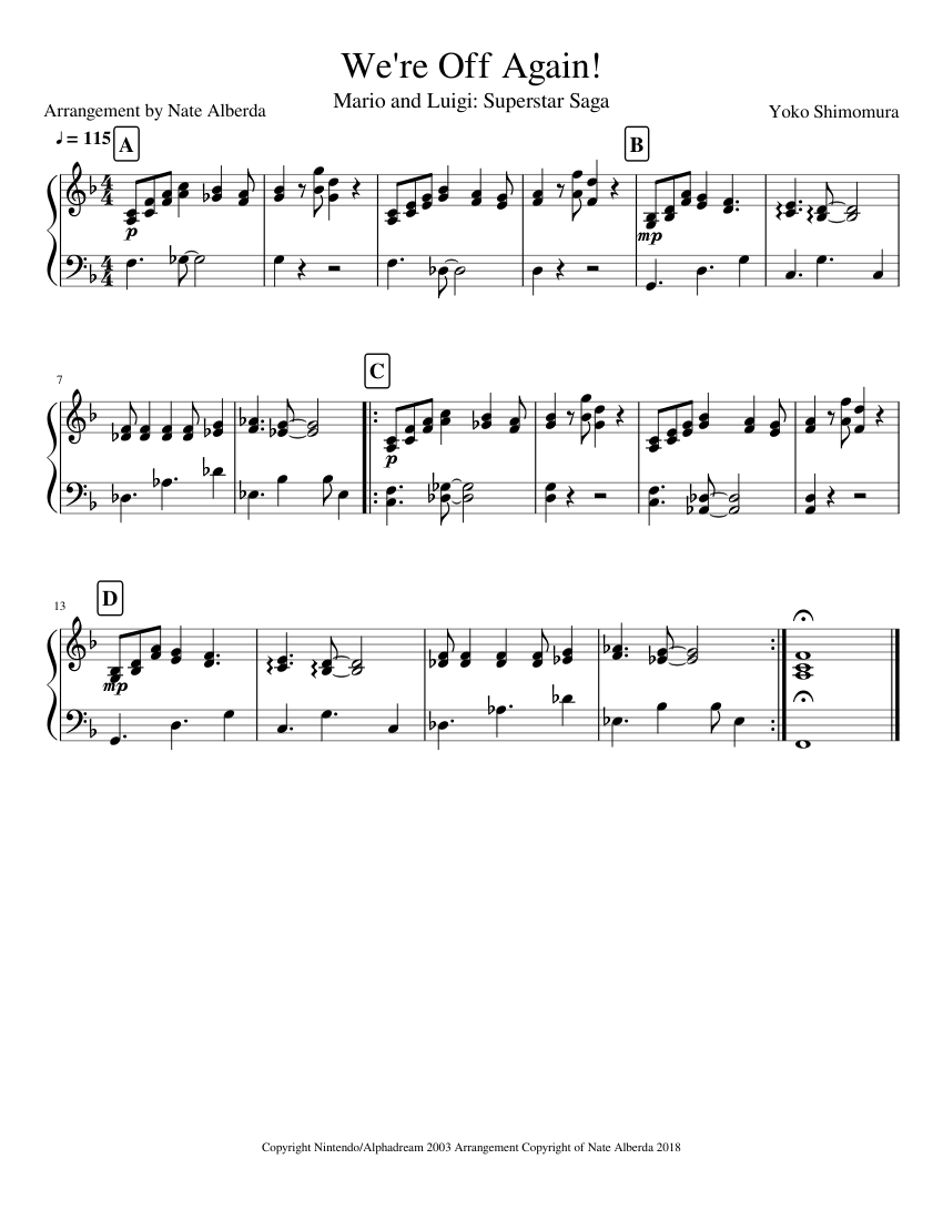 We're Off Again! Sheet music for Piano (Solo) Easy | Musescore.com