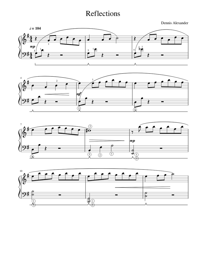 Reflections Sheet Music for Piano (Solo) easy | MuseScore.com