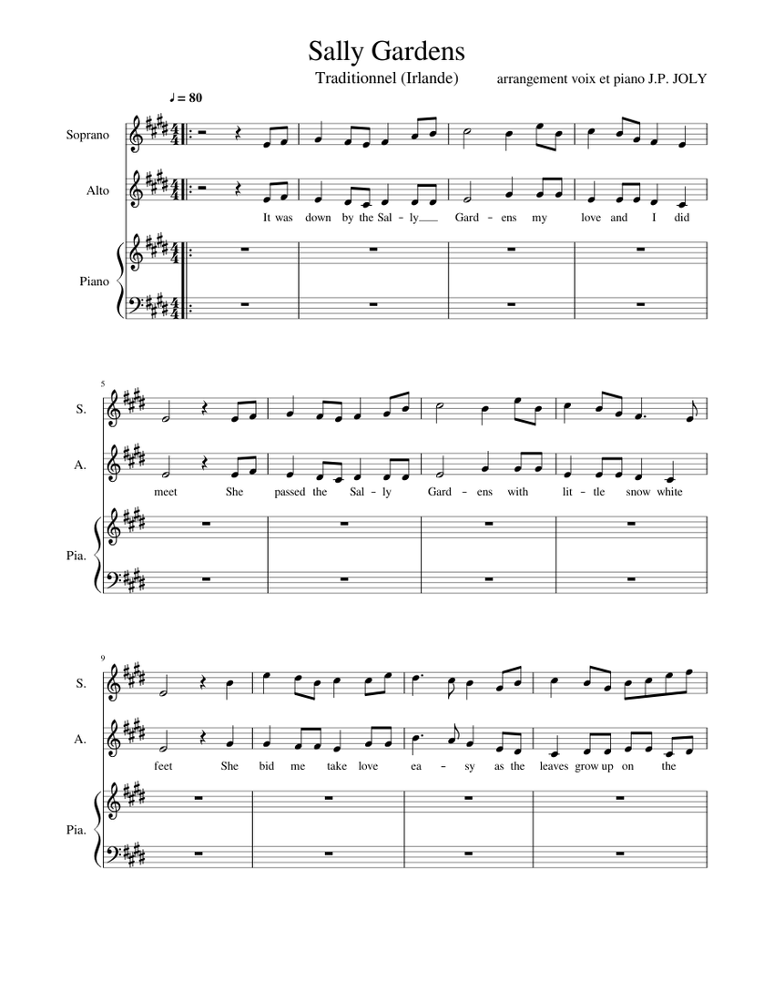 Sally Gardens Sheet music for Piano, Soprano, Alto (Mixed Trio ...