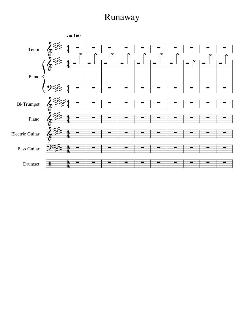 Runaway Full Score Sheet music for Piano, Tenor, Trumpet in b-flat ...