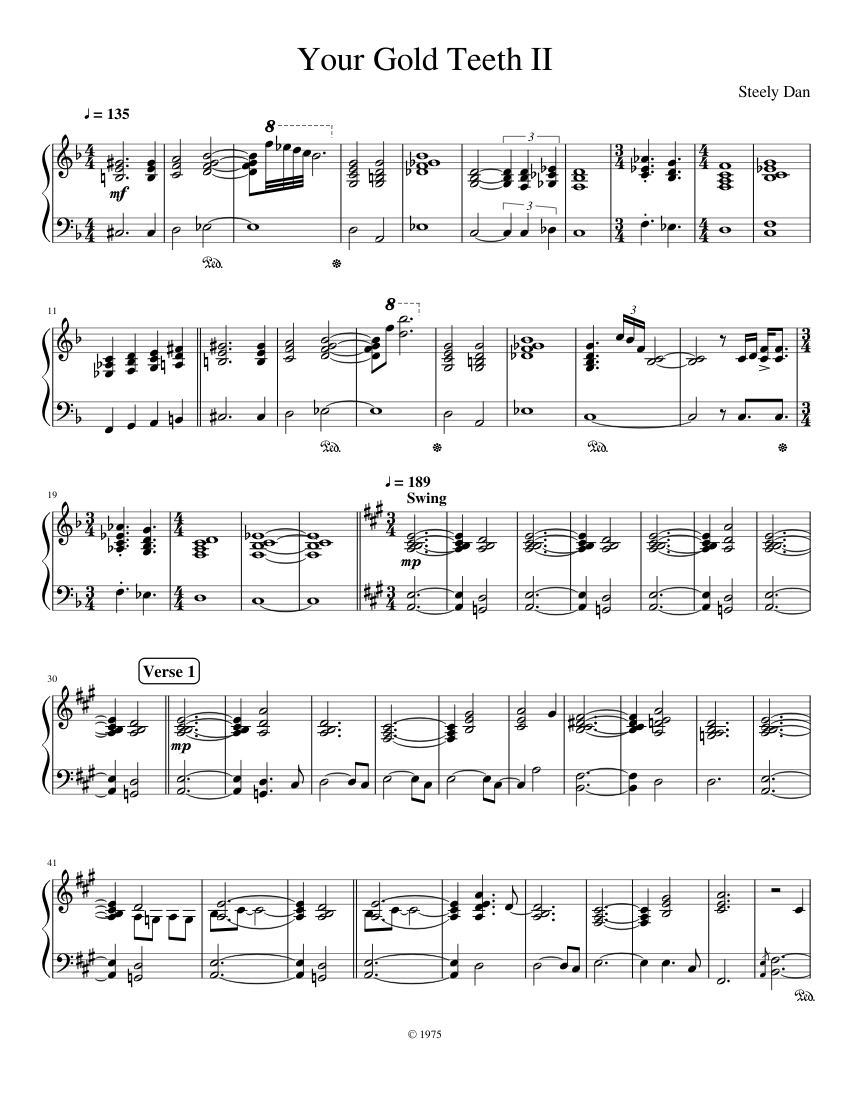Your Gold Teeth II Sheet Music for Piano (Solo) | MuseScore.com