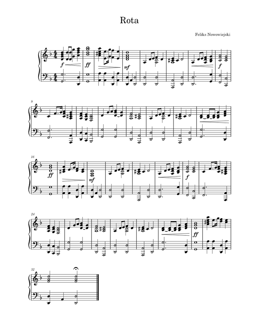 Rota-Feliks Nowowiejski Sheet music for Piano (Solo) Easy | Musescore.com