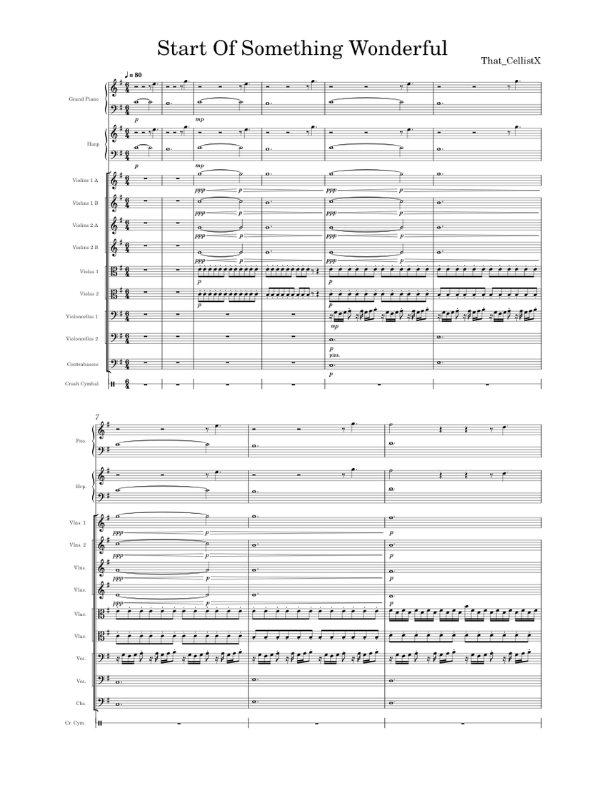 Start Of Something Wonderful Sheet music for Piano, Crash, Harp, Strings group (Mixed Ensemble ...