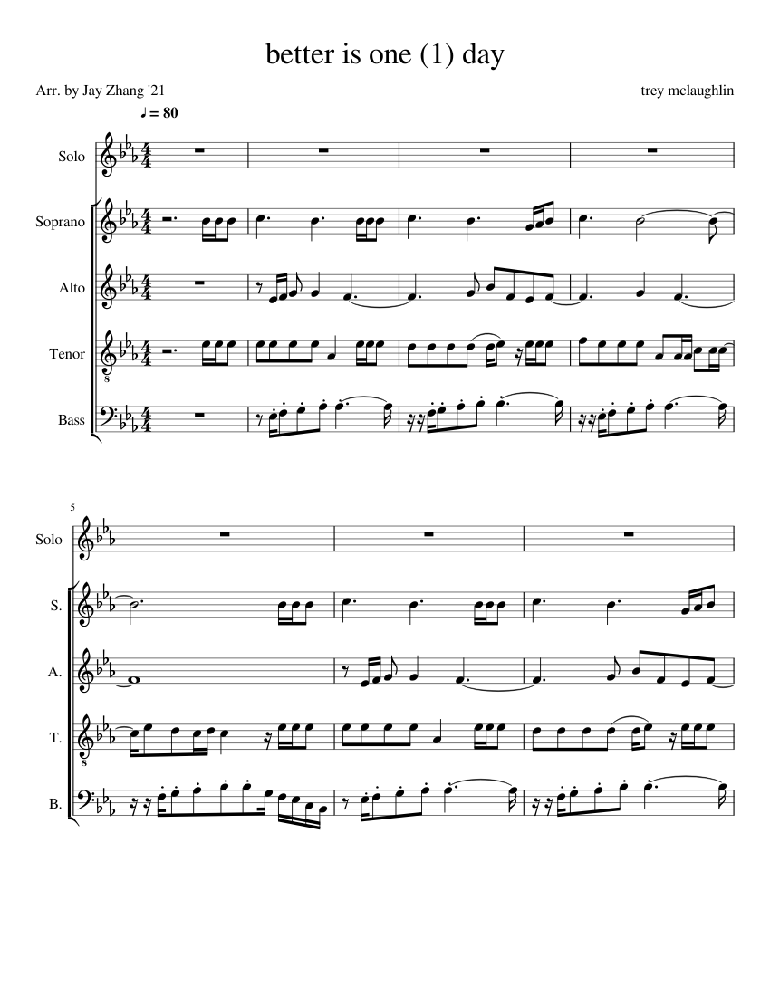 better is one (1) day Sheet music for Piano (Mixed Quintet) | Musescore.com