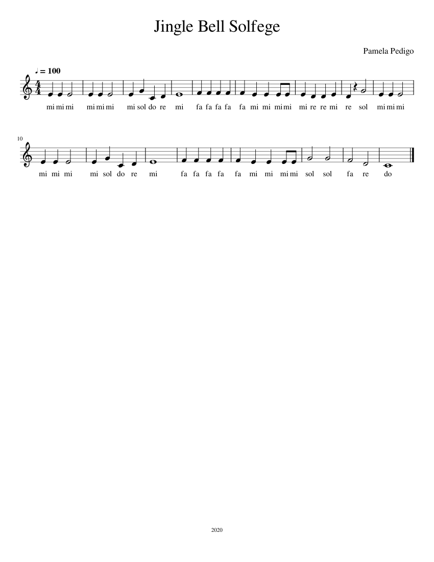 Jingle Bell Solfege Sheet Music for Piano (Solo) Easy | MuseScore.com