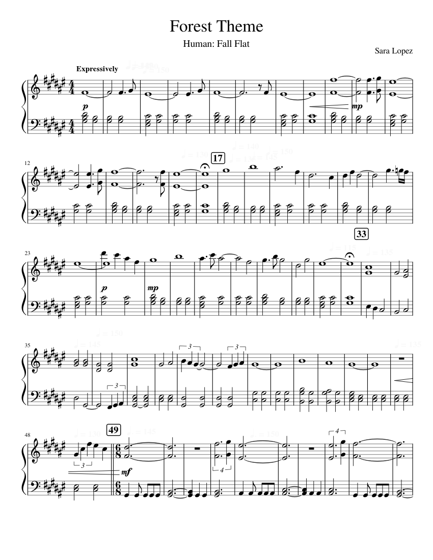 Forest Theme (Human Fall Flat) – Sara López Sheet Music for Piano (Solo ...