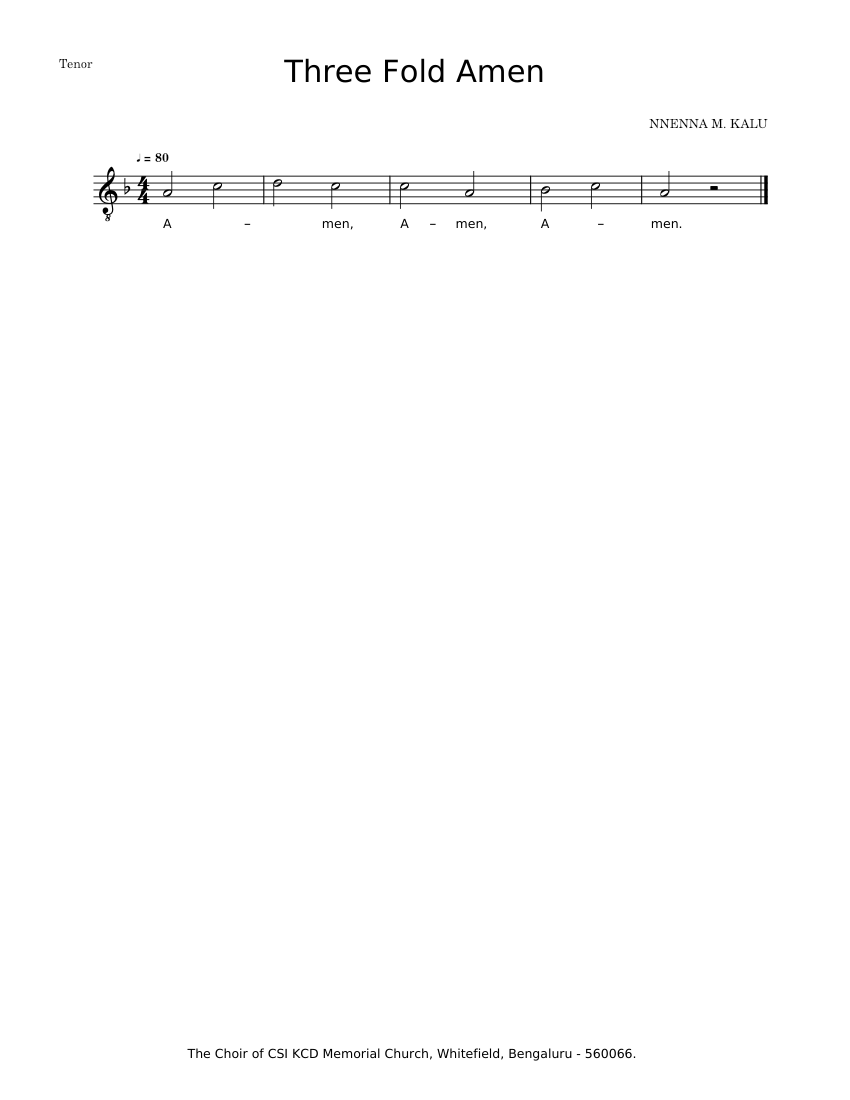 Three-fold Amen – Tenor Sheet music for Tenor (Church Choir ...