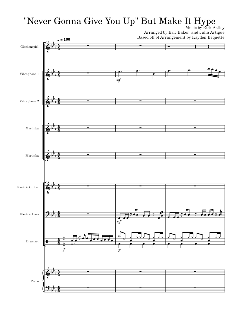 Never Gonna Give You Up – Rick Astley arranged for P5 Sheet music for ...