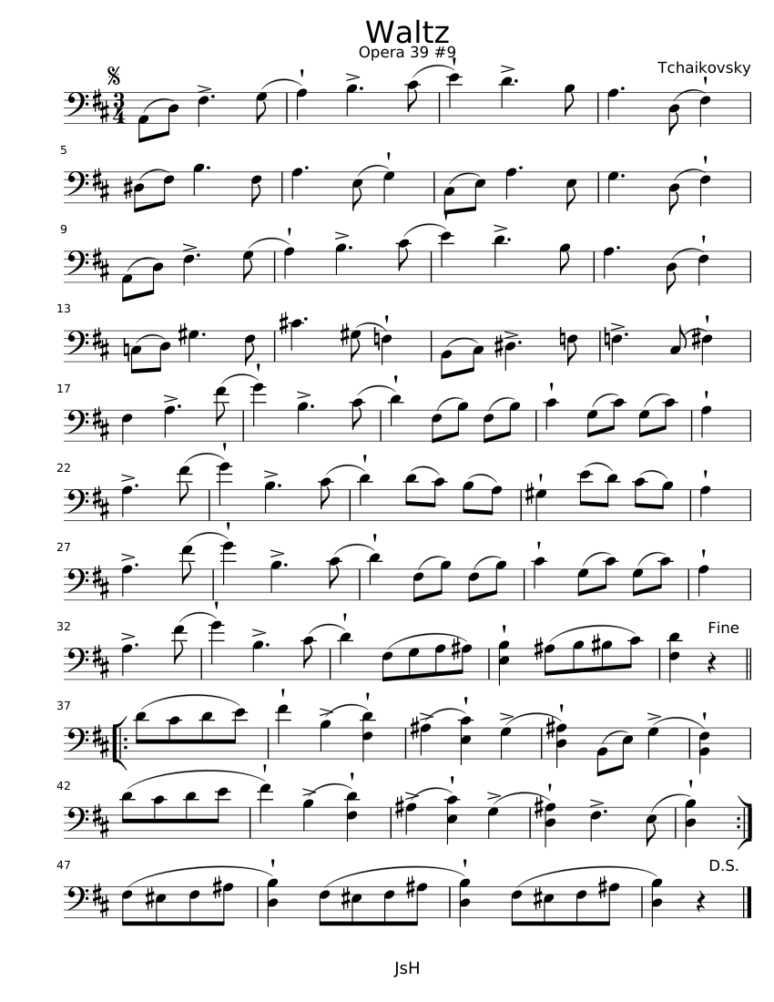 Waltz Sheet music for Cello (Solo) | Musescore.com