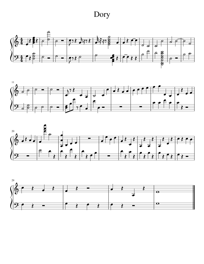 Dory Sheet music for Piano (Solo) | Musescore.com