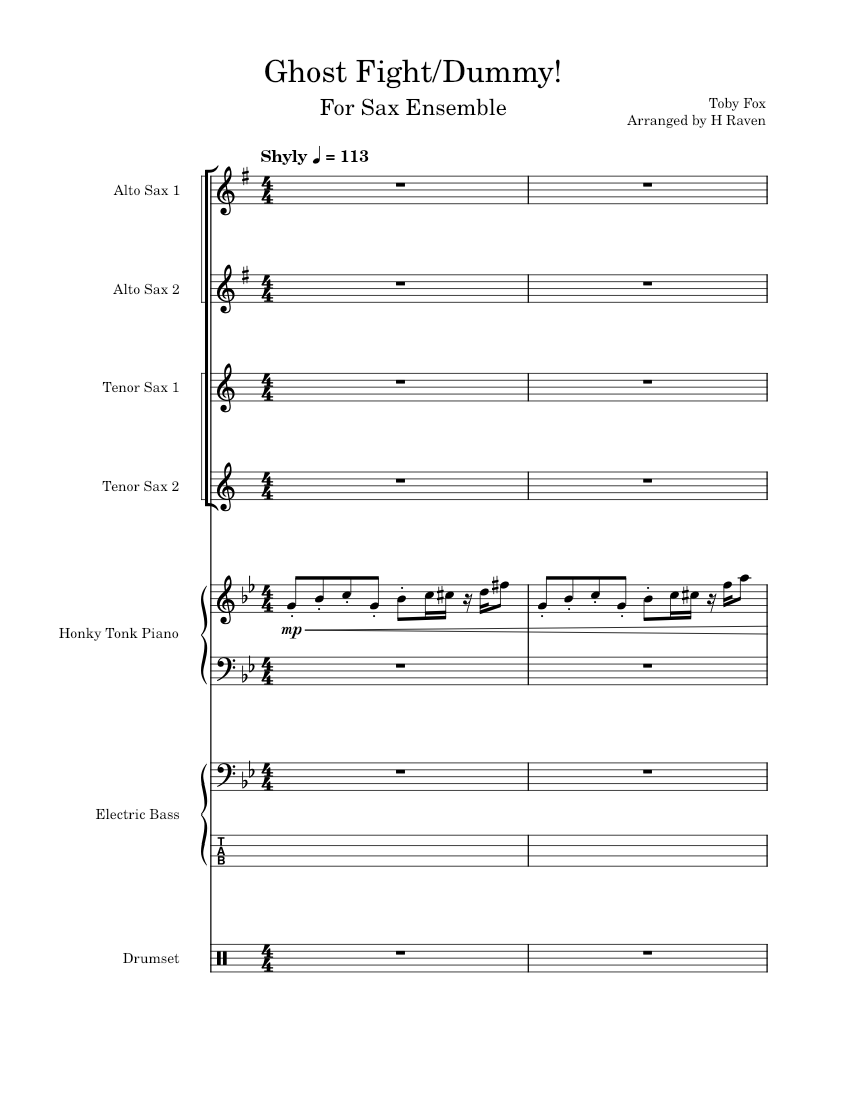 Dummy! – Toby Fox Ghost Fight/ Sheet music for Piano, Saxophone alto ...