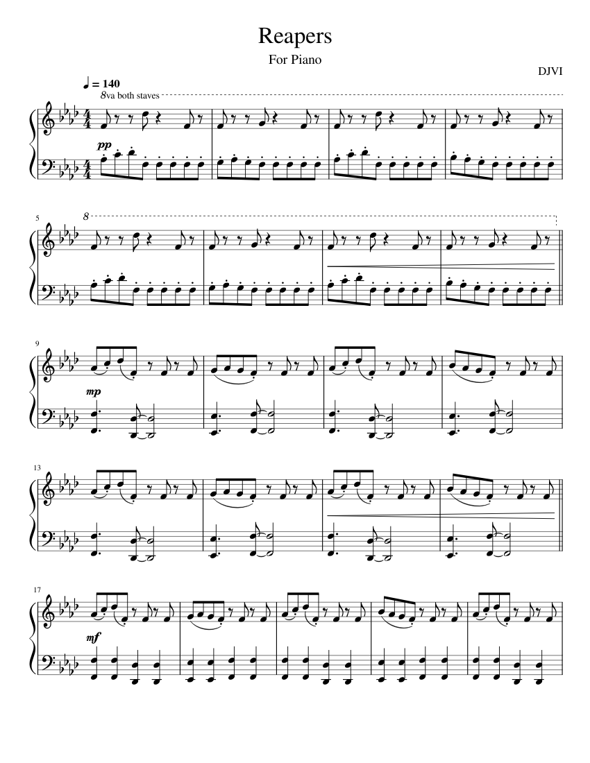 Reapers - DJVI Sheet music for Piano (Solo) | Musescore.com