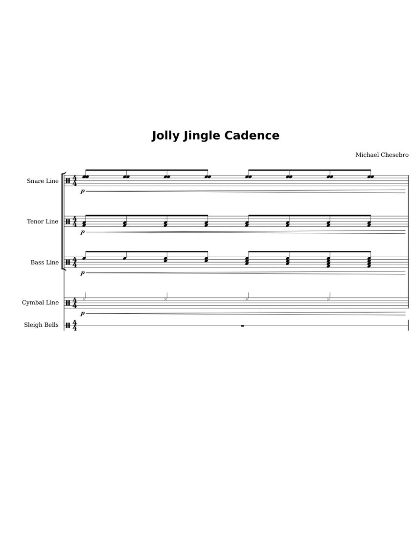 Jolly Jingle Cadence Sheet Music for Snare drum, Crash, Tenor drum ...