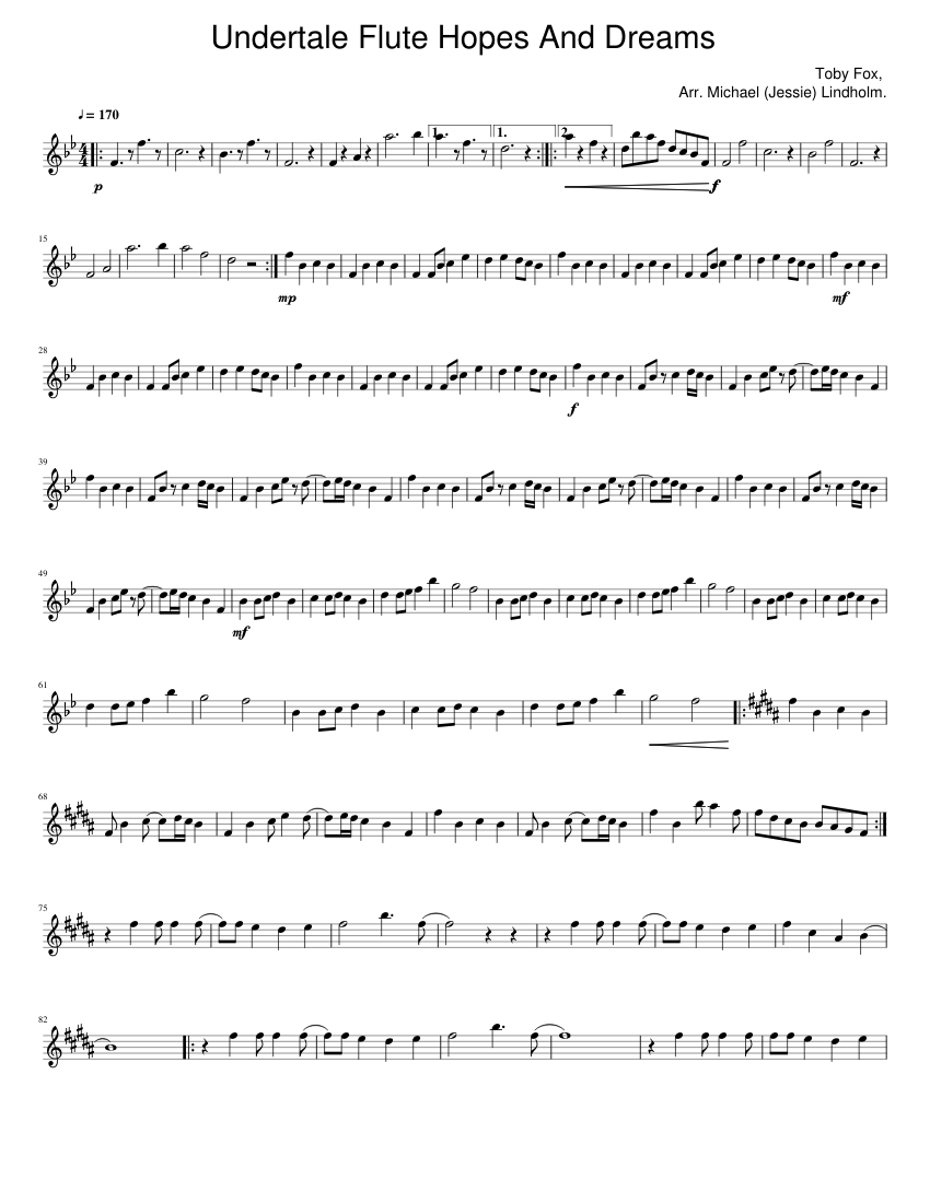 Undertale Hopes And Dreams Sheet music for Flute (Solo) | Musescore.com
