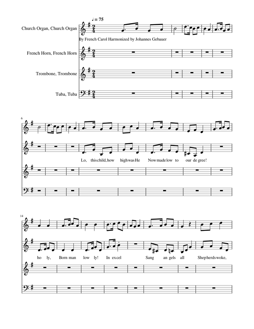 A Christmas Carol Sheet Music for Organ, French horn, Trombone other ...