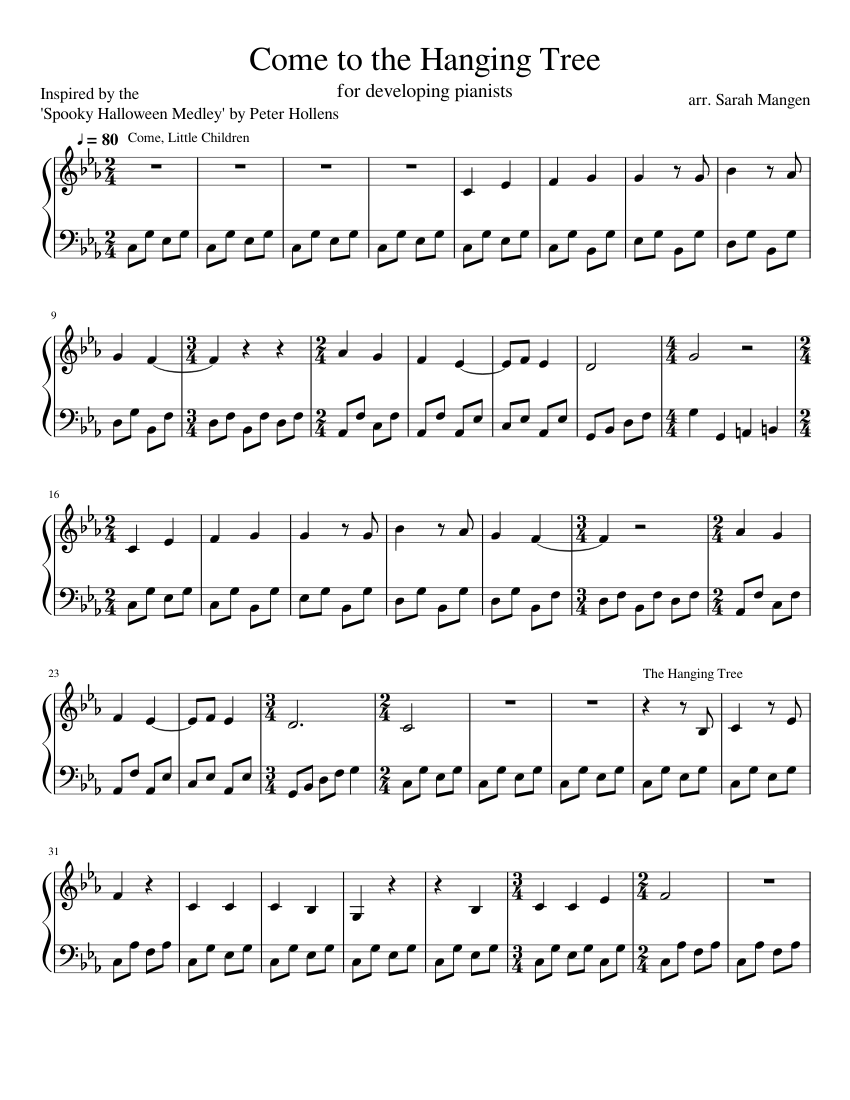 Come to the Hanging Tree Sheet Music for Piano (Solo) easy | MuseScore.com