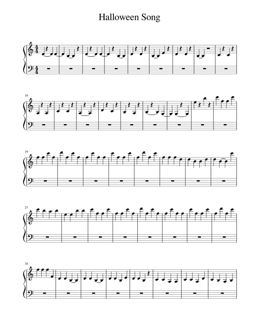 Halloween Song Sheet Music for Piano (Solo) easy | MuseScore.com
