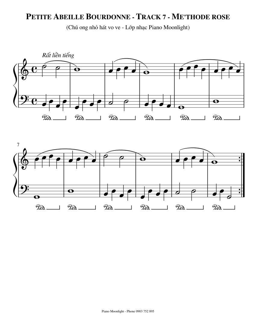 PETITE ABEILLE BOURDONNE - TRACK 7 - ME'THODE ROSE Sheet music for ...