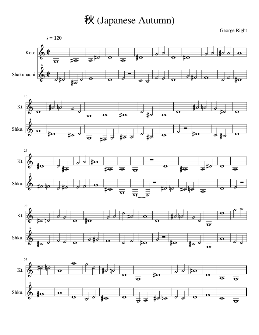 秋 (Japanese Autumn) - George Right Sheet music for Recorder, Ukulele ...