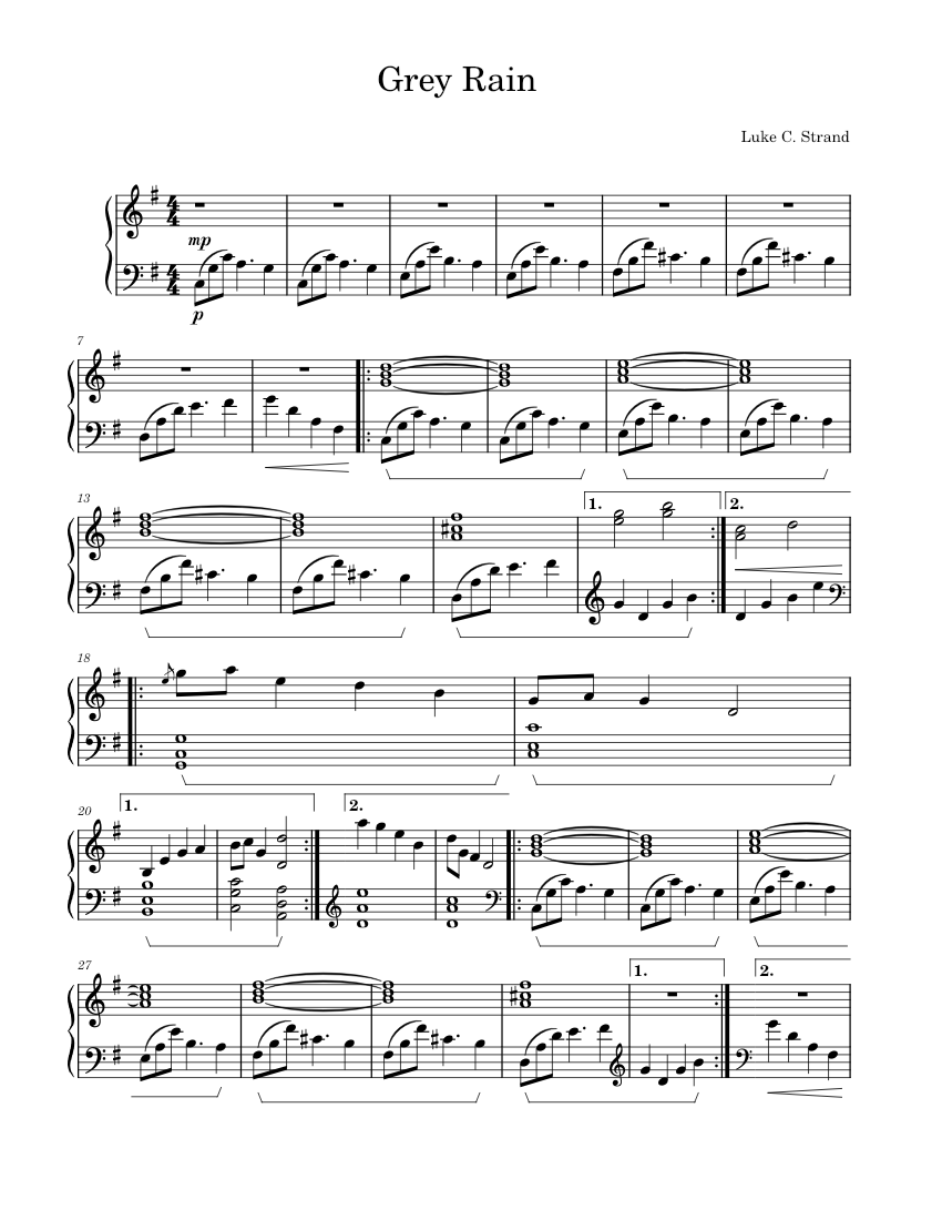 Grey Rain - Luke C. Strand Sheet music for Piano (Solo) | Musescore.com