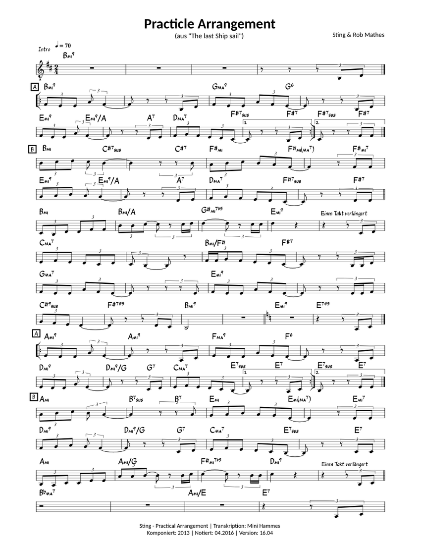 Sting - Practical Arrangement Sheet Music for Vibraphone (Solo ...