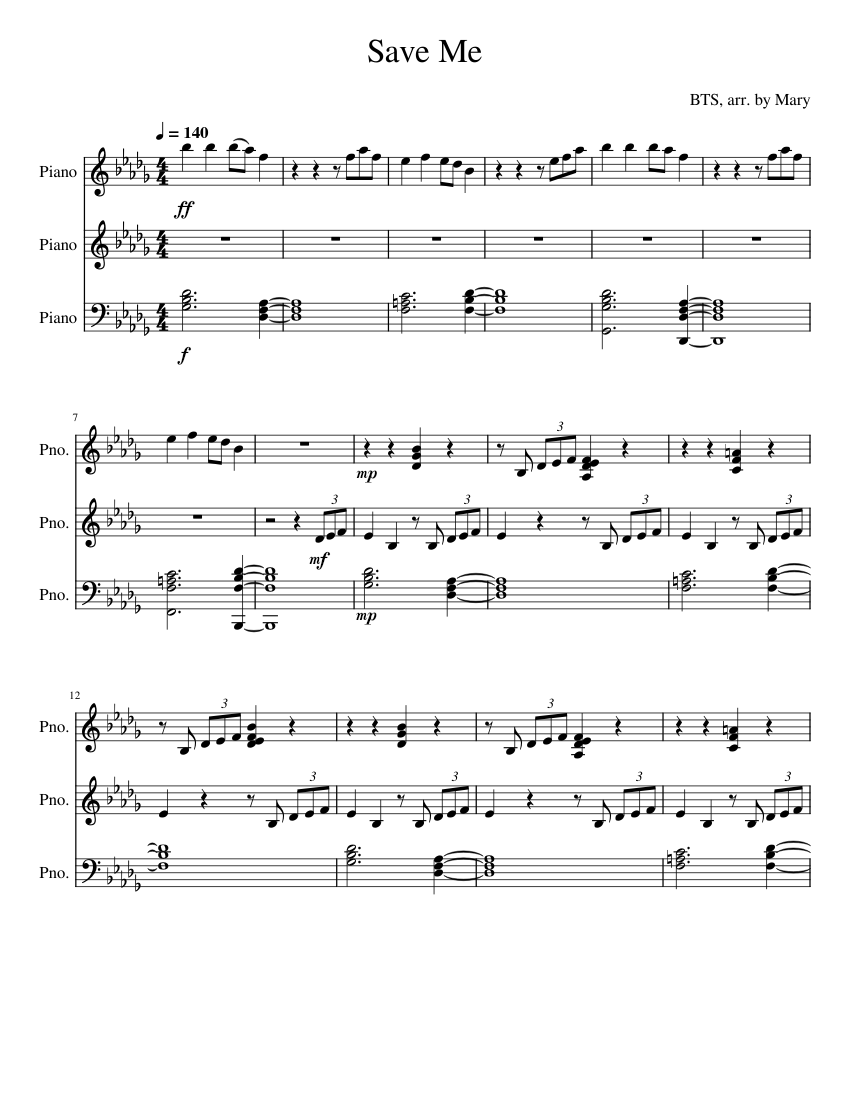 Save Me - BTS (WIP) Sheet music for Piano (Piano Duo) | Musescore.com