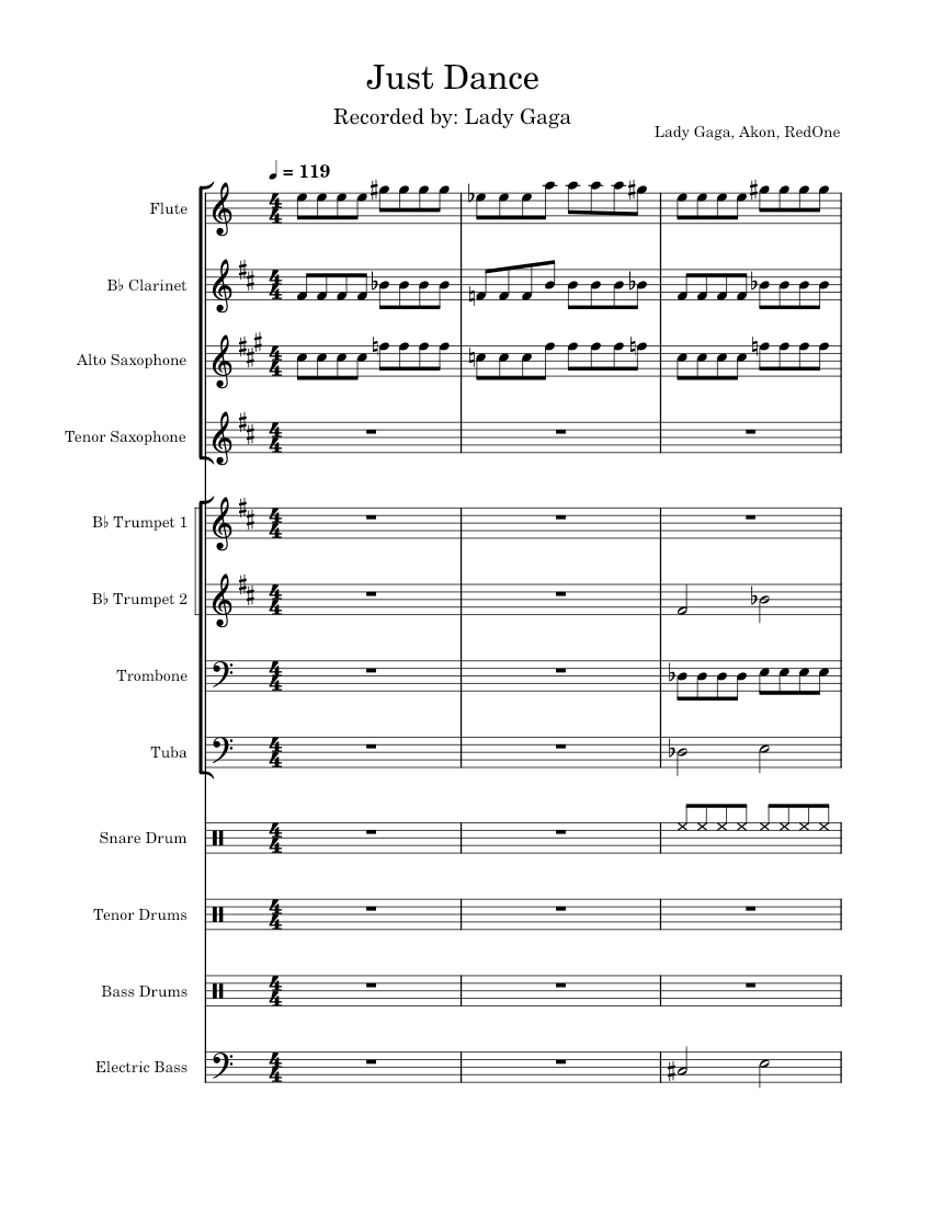 Just dance – Lady Gaga Just Dance – Lady Gaga Sheet music for Trombone ...