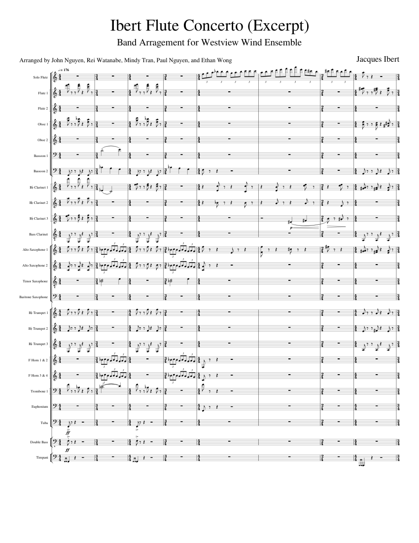 Ibert Flute Concerto Movement 3 Excerpt (Arranged for Wind Ensemble ...