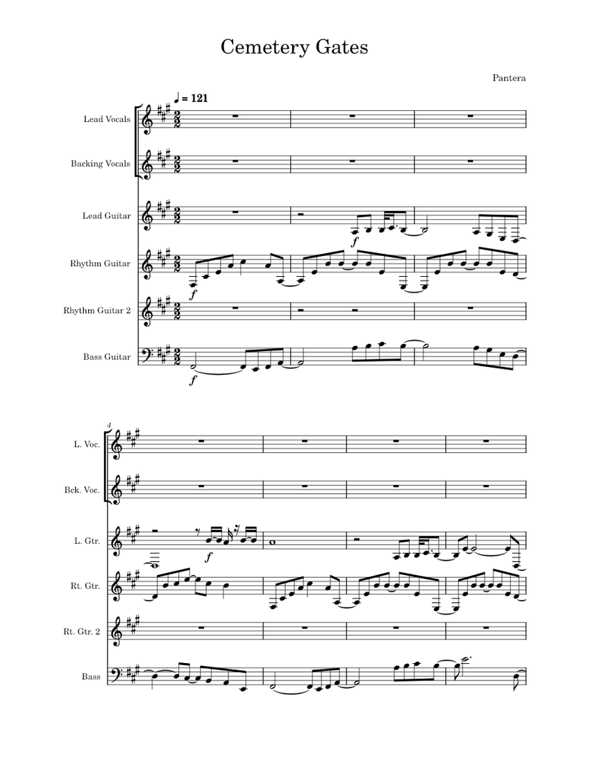 Cemetery gates – Pantera Sheet music for Piano (Concert Band ...