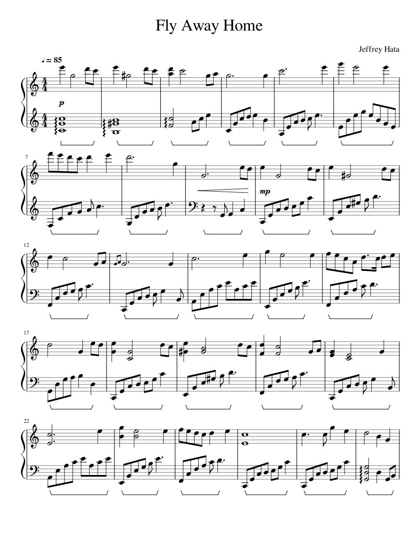 Fly Away Home Sheet Music for Piano (Solo) easy | MuseScore.com