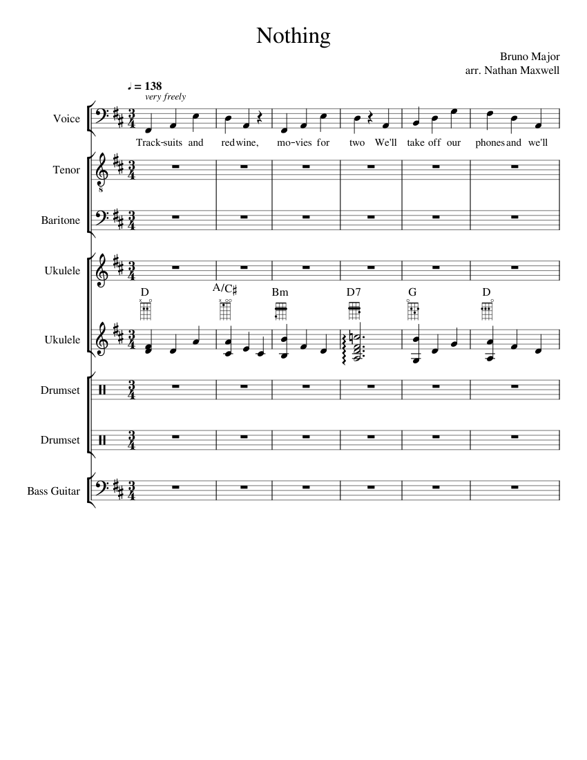 Nothing - Bruno Major Sheet Music for Tenor, Vocals, Baritone, Bass ...