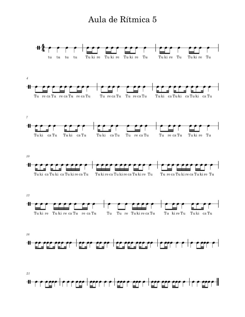 Aula de Rítmica 5 Sheet music for Claves (Solo) | Musescore.com