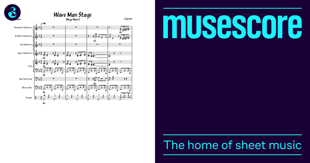 Wave Man Stage (Arranged) - Mega Man 5 Sheet Music for Piano, Bass ...