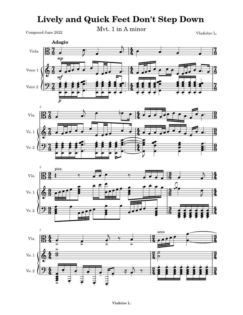 Lively and Quick Feet Don't Step Down Mvt 1 - Vladislav L. Sheet music ...