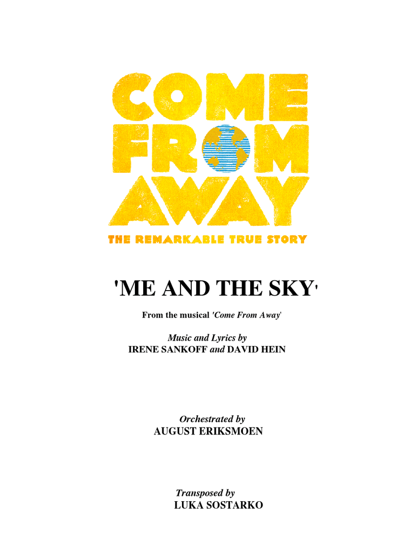 Me and the Sky - Come From Away Sheet Music for Piano, Flute, Violin ...