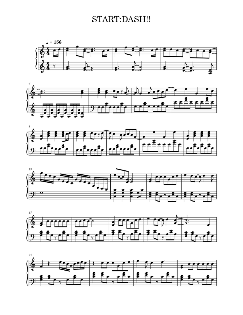 START:DASH!! Sheet music for Piano (Solo) | Musescore.com
