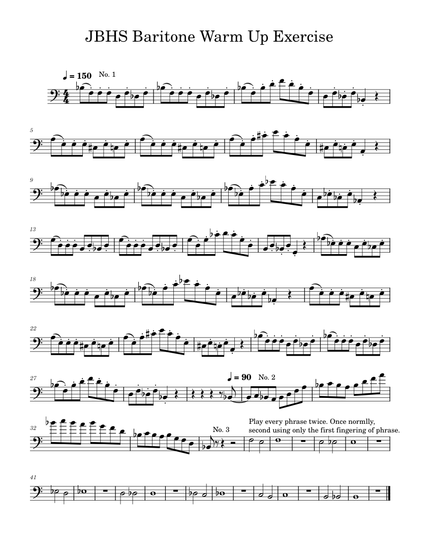 JBHS Baritone Warm Up Exercise Sheet music for Trombone (Solo ...