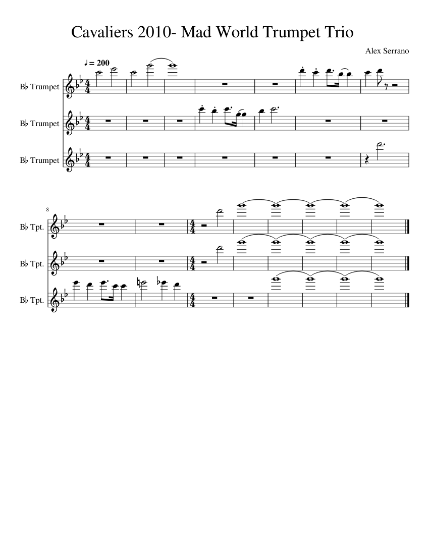 Cavaliers 2010 Trumpet Trio Sheet Music for Trumpet in b-flat (Mixed ...