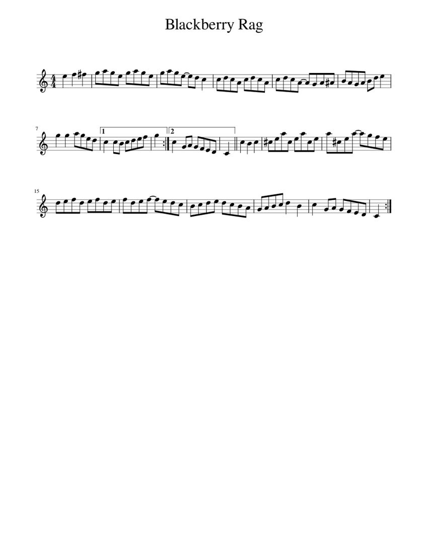 Blackberry Rag Sheet Music for Piano (Solo) Easy | MuseScore.com