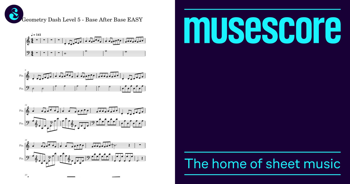 Geometry Dash Level 5 - Base After Base EASY Sheet Music for Piano ...
