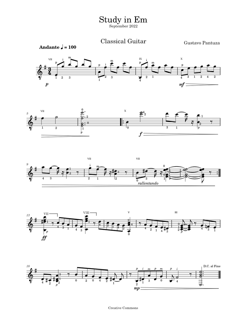 Study in Em Sheet music for Guitar (Solo) | Musescore.com